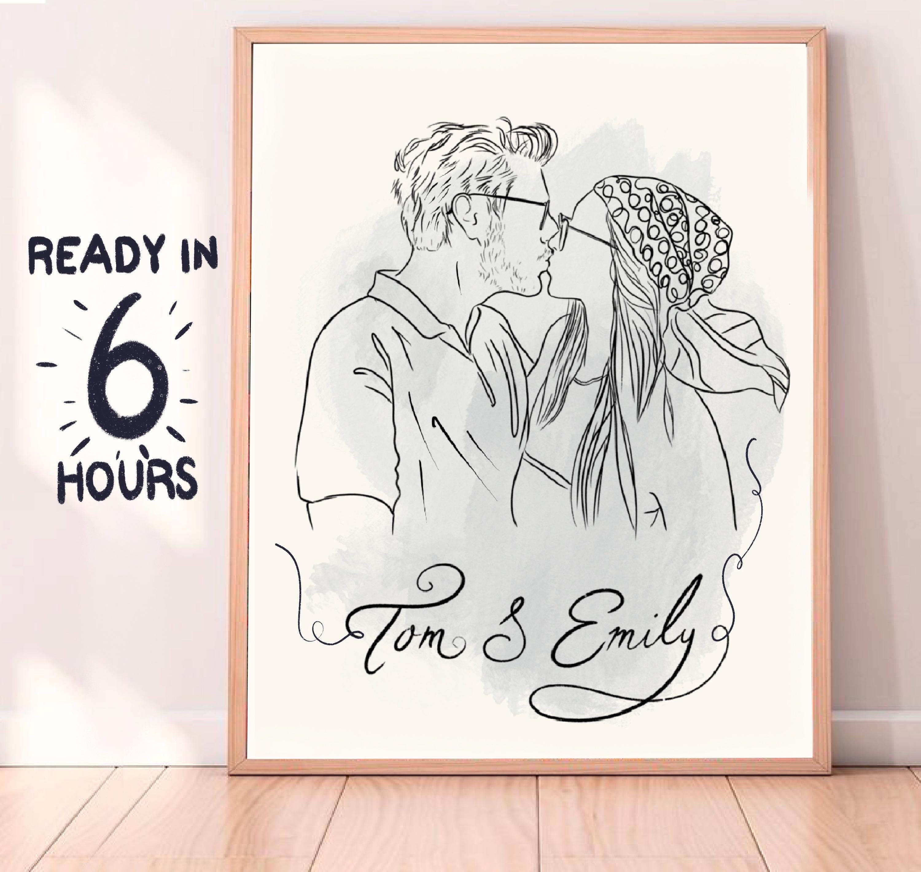 Custom Couple Portrait Line Drawing From Photo (digital File) - Etsy UK