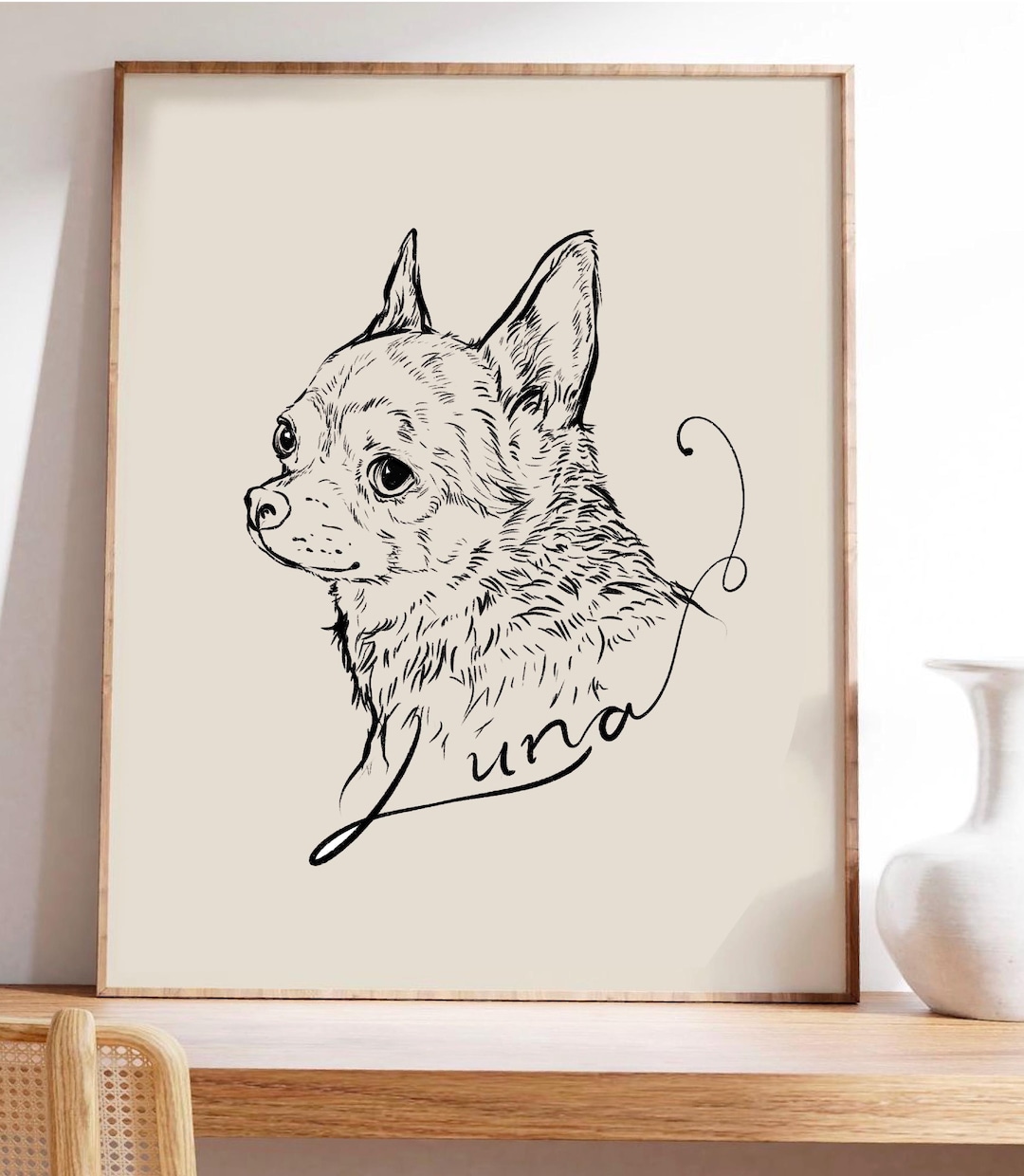 Dog Line Drawing Custom, Realistic Face Sketch From Photo, Tattoo ...