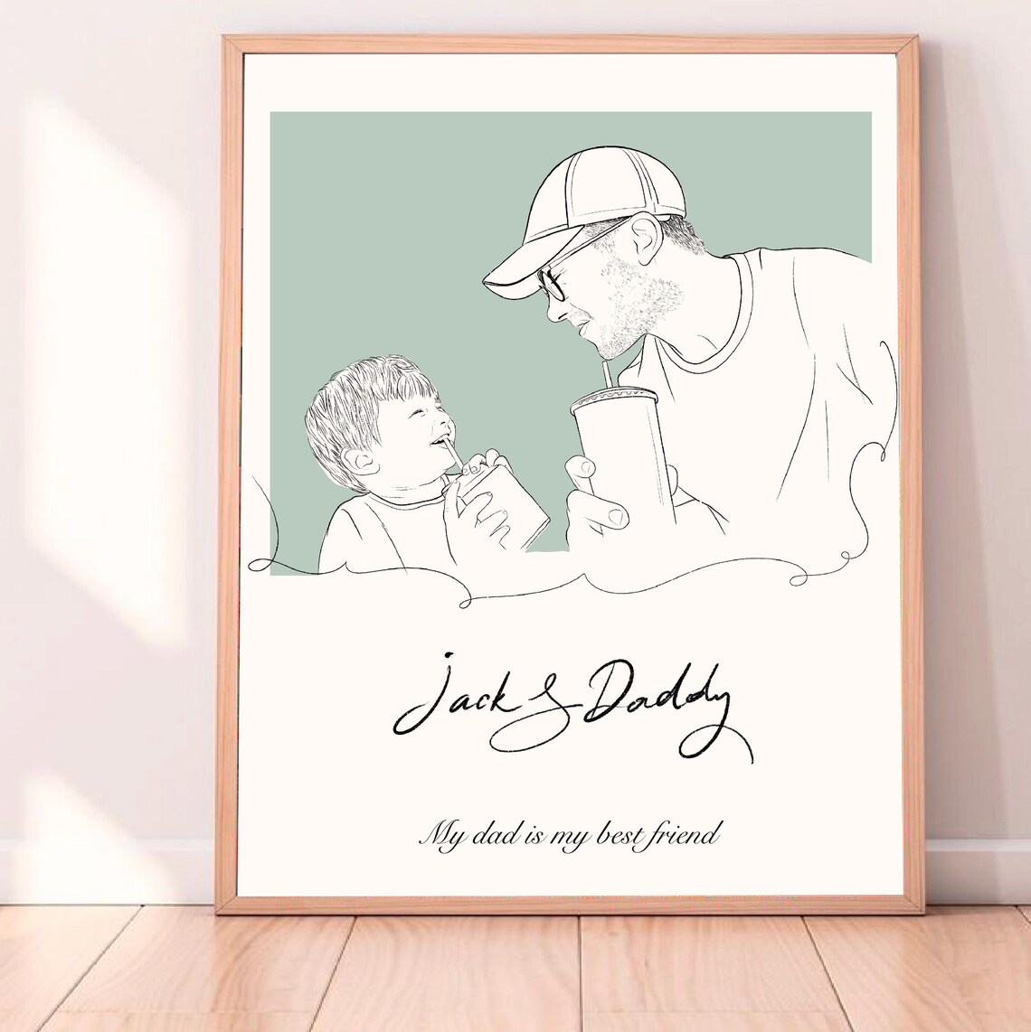 Personalized Father's Day Gift, Custom Dad Portrait, Dad and Girl ...