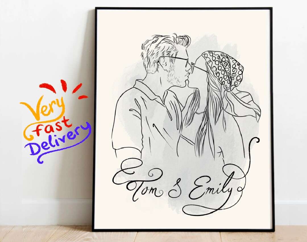 Personalized Drawing, Custom One Line Drawing, Custom Line Drawing ...