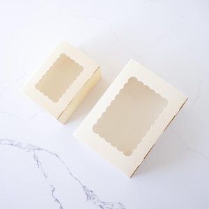 Ivory Cookie Box With Window - 2 Sizes | Pack of 5 | Macaron Boxes ...