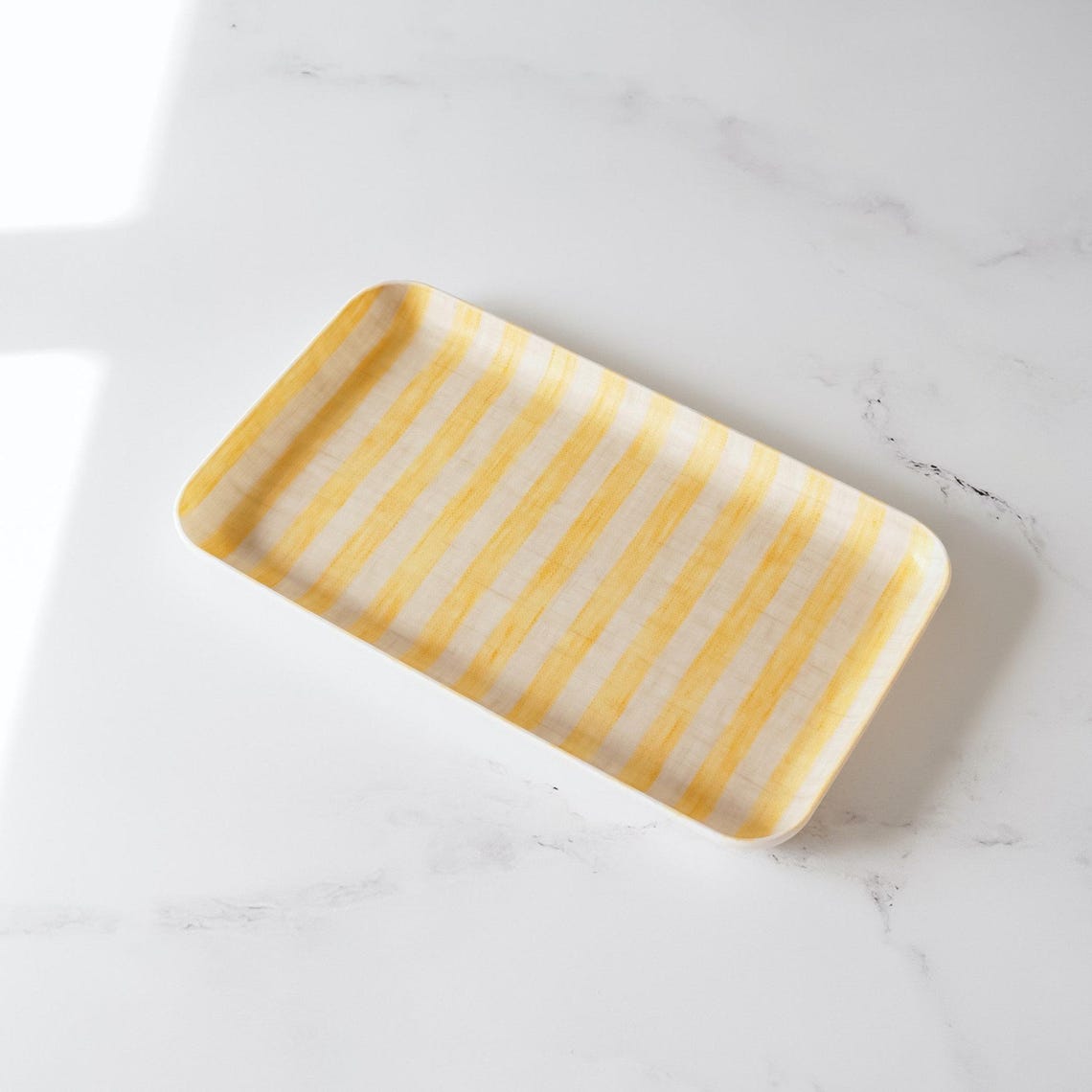 Yellow Striped Linen Coated Tray - 2 Sizes | Fog Linen Work | Serving ...