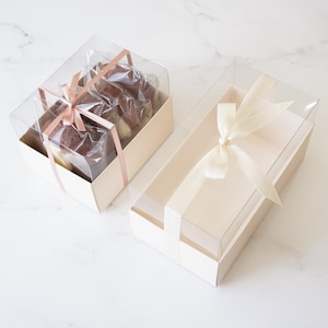 Ivory Cookie Box With Clear Lid | Pack of 5 | Cookie Boxes | Pastry ...
