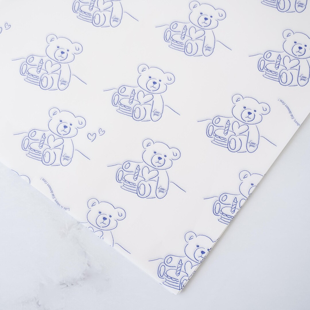 Blue Bear Printed Deli Paper 25/50 Sheets 21cm X 30cm Food Wrapping ...