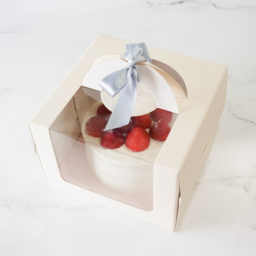 Ivory Cake Box With Window | Pack of 5 | 10 5/8" X 10 5/8" X 6 5/8 ...