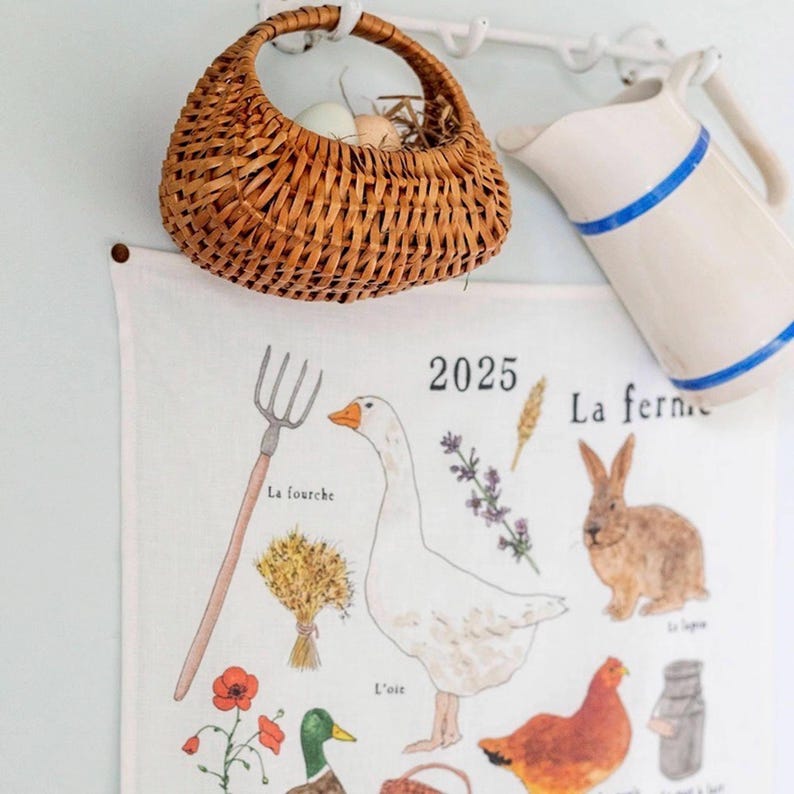 2025 Linen Calendar Cloth Farms in France Fog Linen Work Tea Towel ...