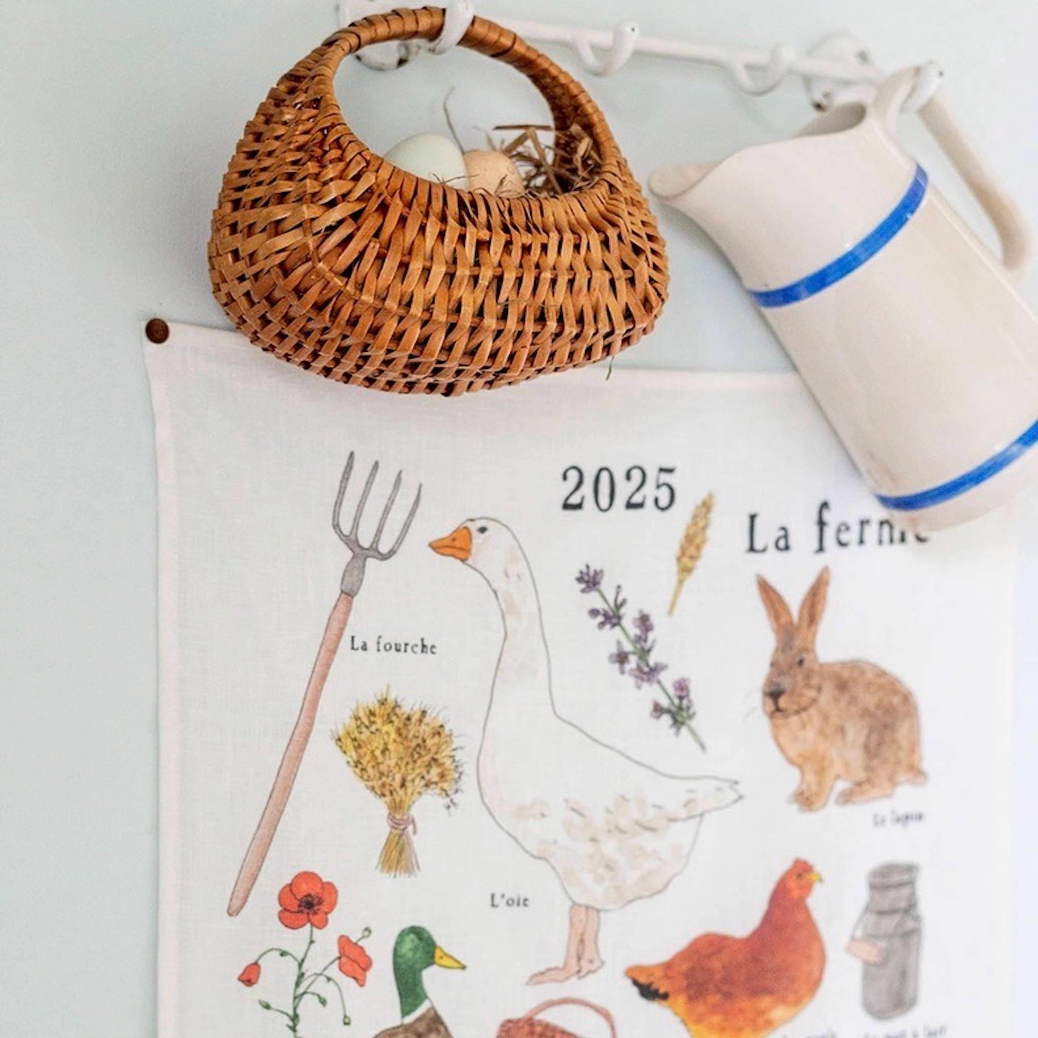 2025 Linen Calendar Cloth Farms in France Fog Linen Work Tea Towel ...