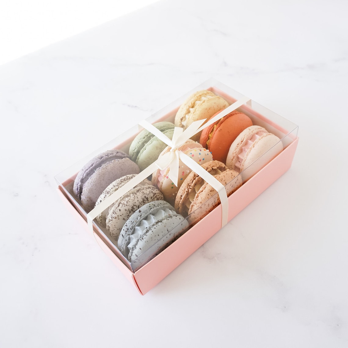 Pink Macaron Box With Clear Lid Pack of 5 Cookie Boxes - Etsy