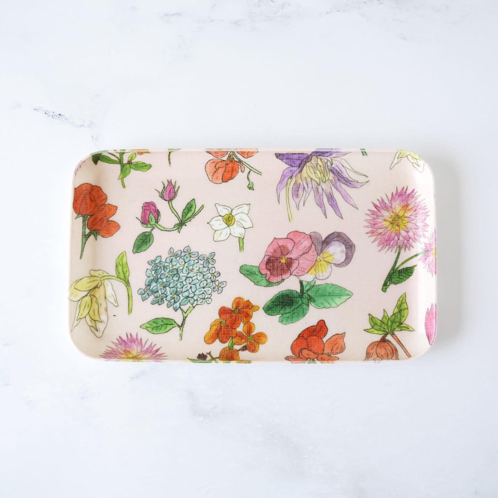 Floral Linen Coated Tray - Small | Fog Linen Work | Serving Tray | Food ...