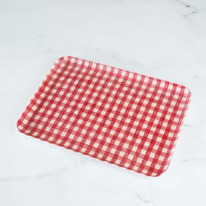 Red Gingham Check Linen Coated Tray | Fog Linen Work | Serving Tray ...