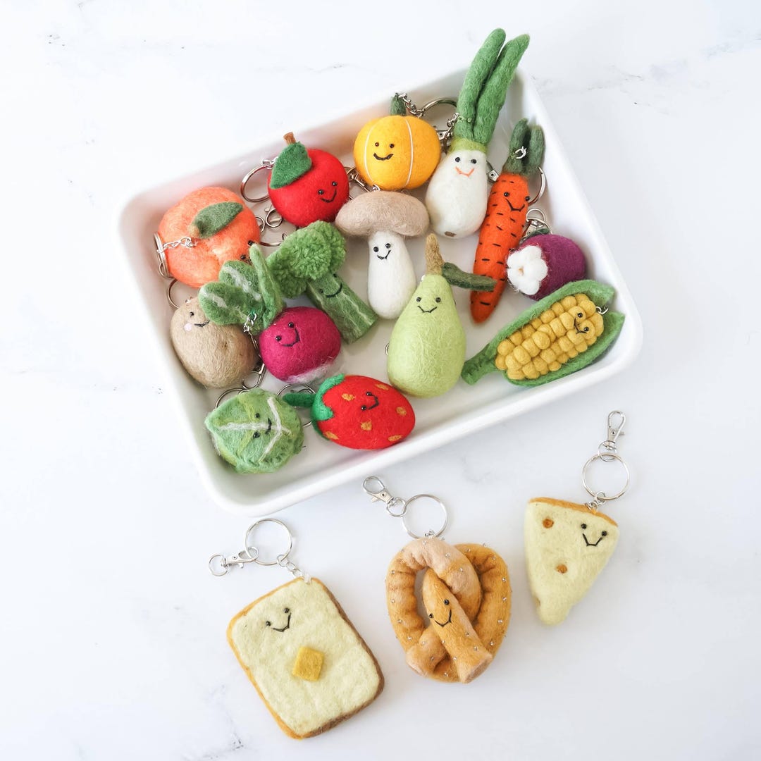 Felt Keychain - Vegetables, Fruits & Breads | Bag Charms | Broccoli ...