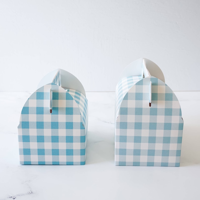 Blue Gingham Gable Boxes Pack of 5 Cookie Boxes Pastry - Etsy