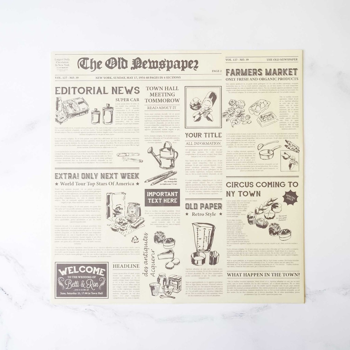 Newspaper Print Deli Paper | 25/50 Sheets | 33 Cm X 33 Cm Coated Food ...