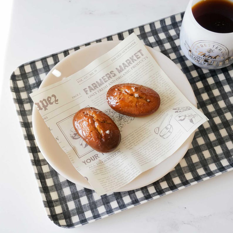 Dark Navy Gingham Check Linen Coated Tray - 2 Sizes | Fog Linen Work ...