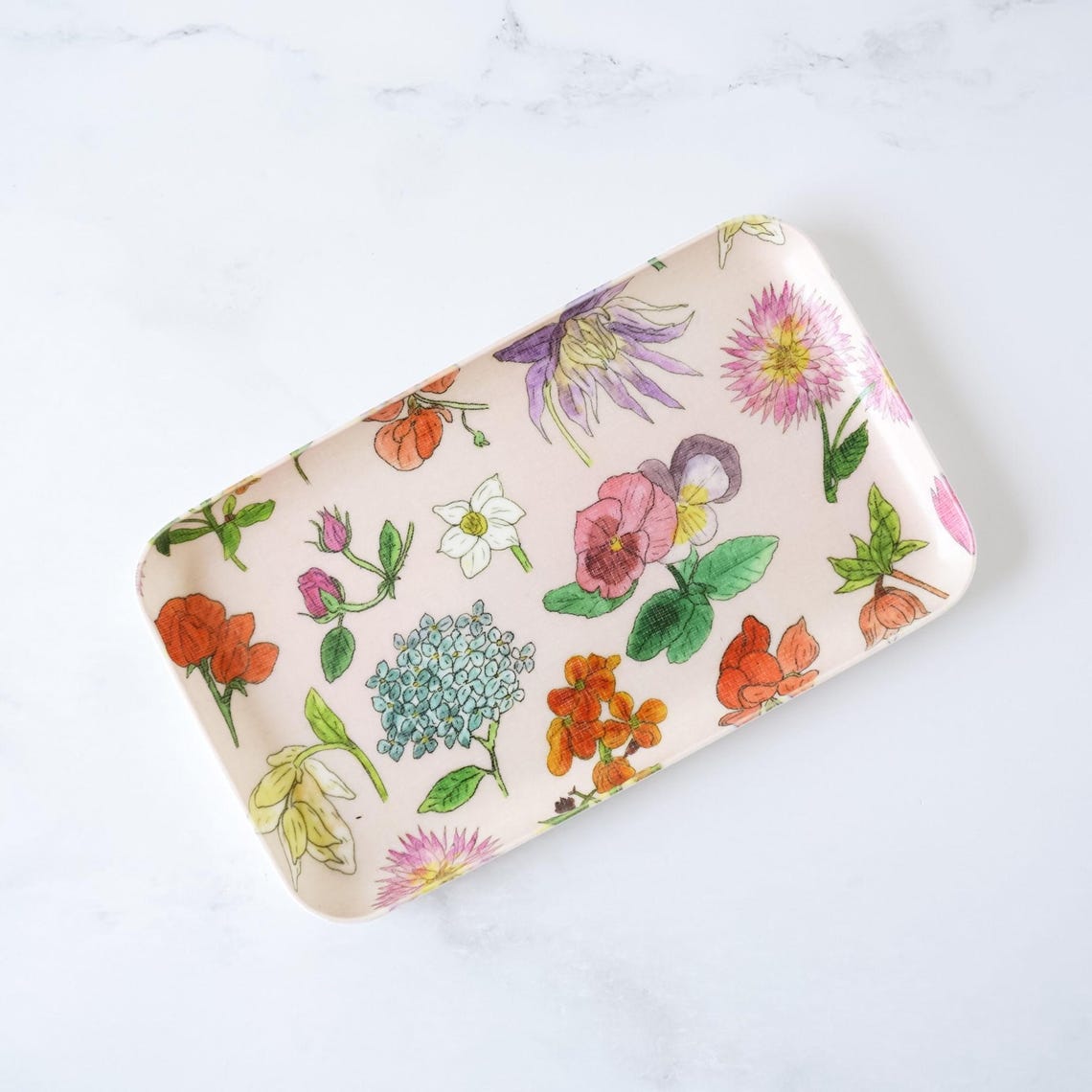 Floral Linen Coated Tray - Small | Fog Linen Work | Serving Tray | Food ...