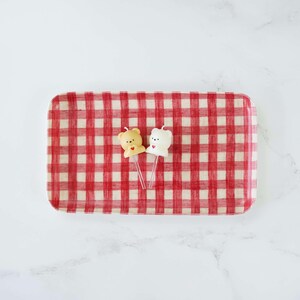 Red Gingham Check Linen Coated Tray | Fog Linen Work | Serving Tray ...