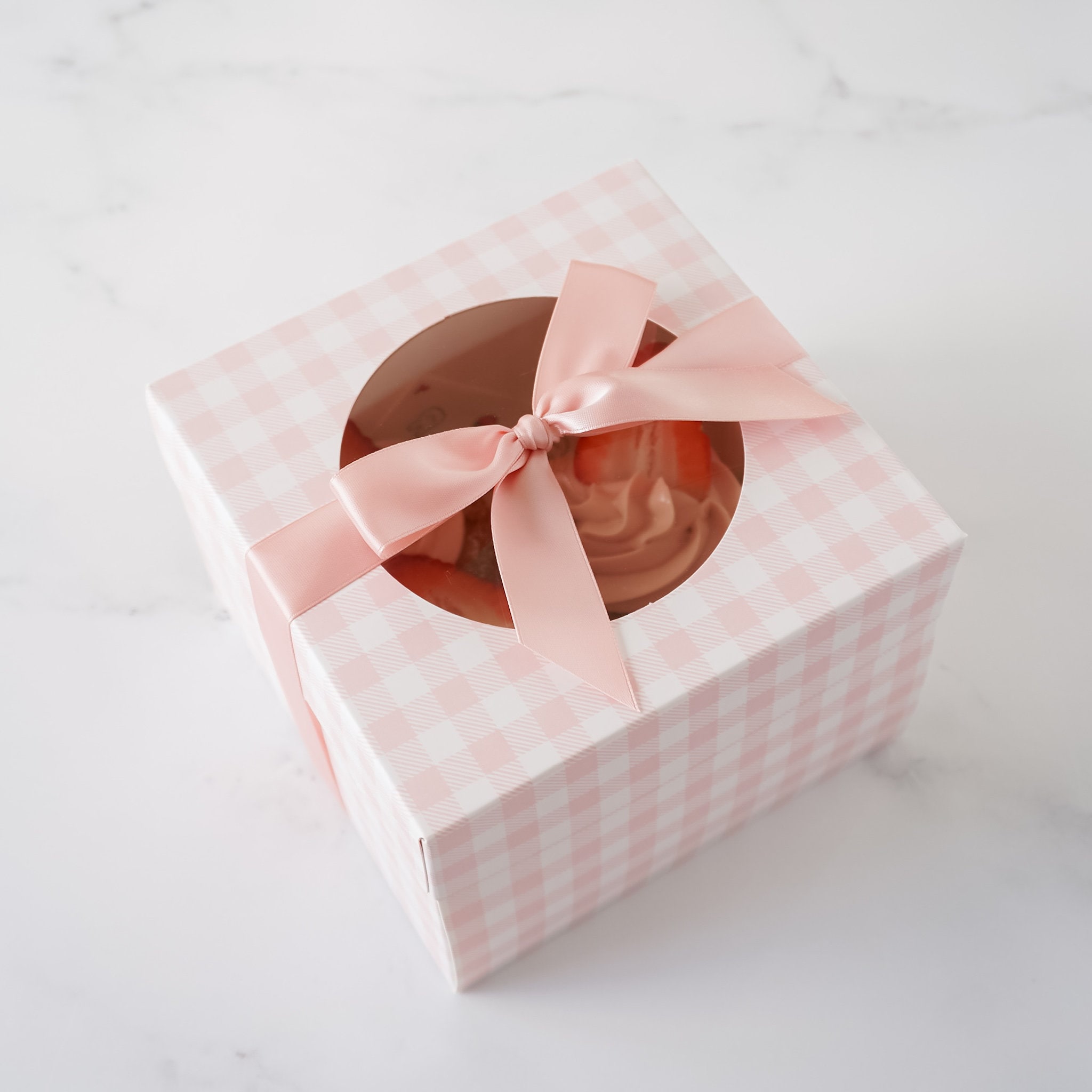 Pink Gingham Cookie Box With Window Pack of 5 Cookie Boxes Pastry Boxes ...