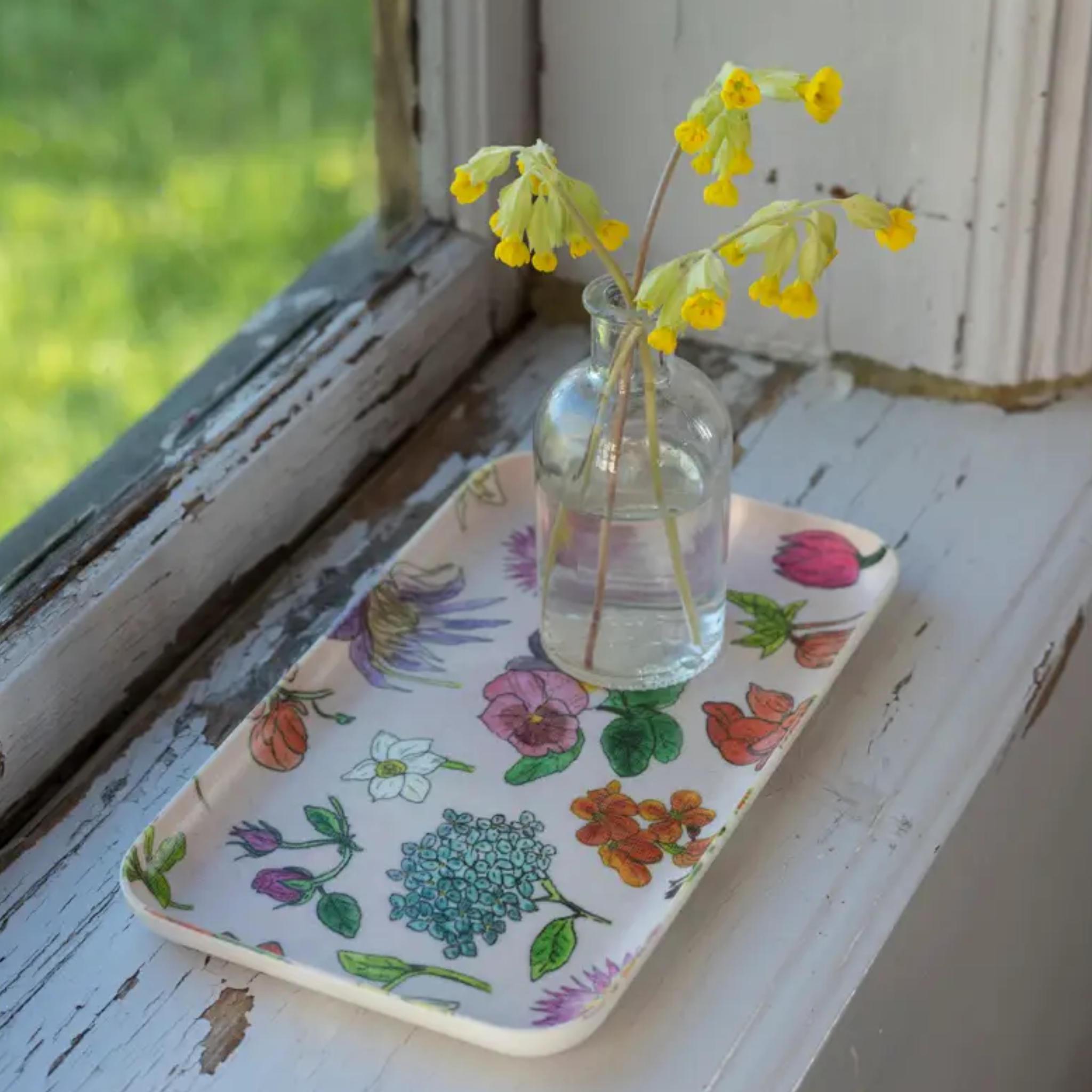 Floral Linen Coated Tray - Small | Fog Linen Work | Serving Tray | Food ...