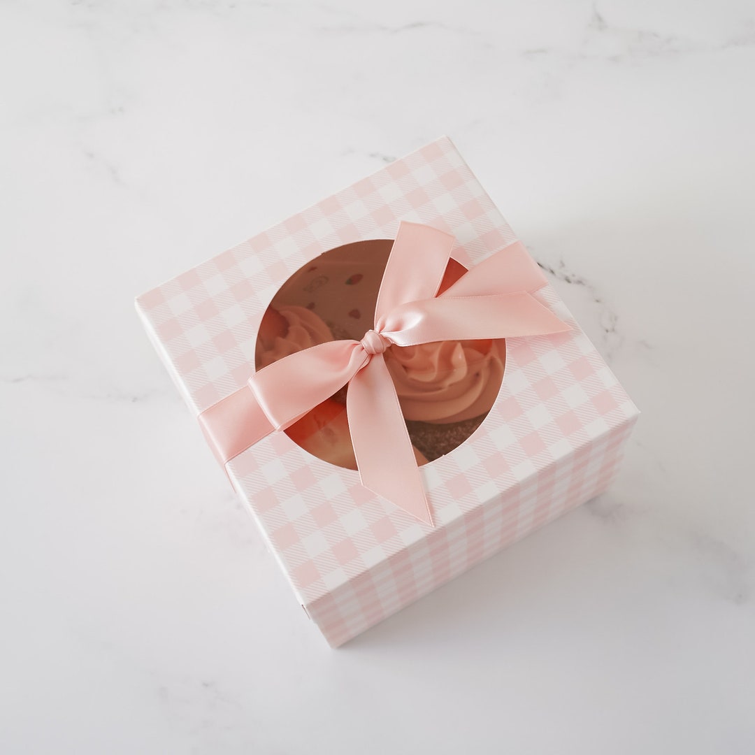 Pink Gingham Cookie Box With Window | Pack of 5 | Cookie Boxes | Pastry ...