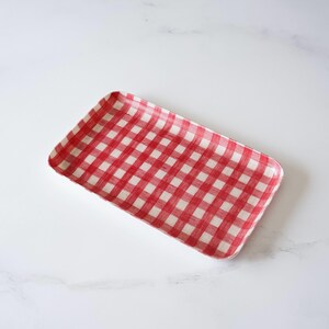 Red Gingham Check Linen Coated Tray | Fog Linen Work | Serving Tray ...