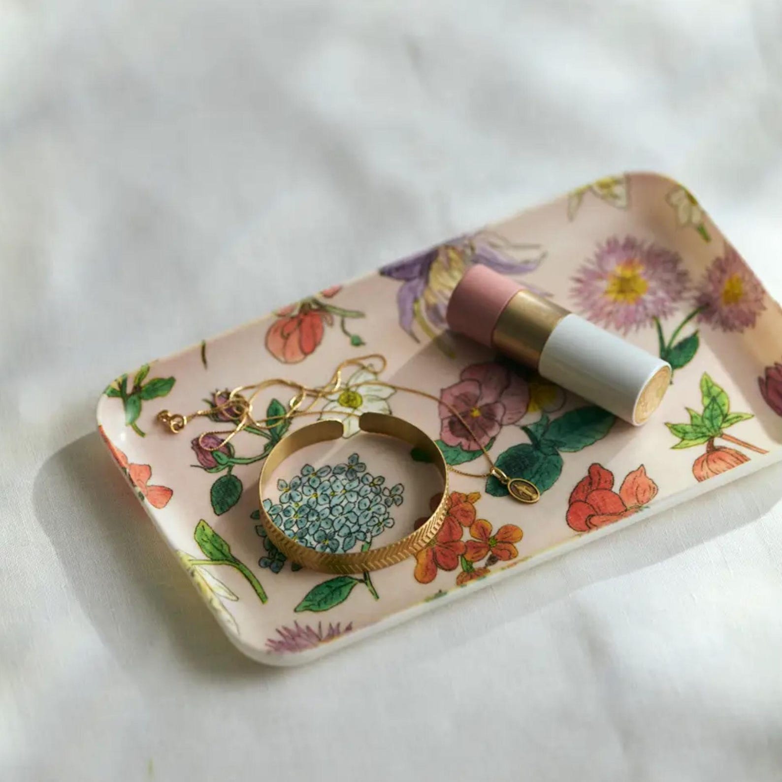 Floral Linen Coated Tray - Small | Fog Linen Work | Serving Tray | Food ...