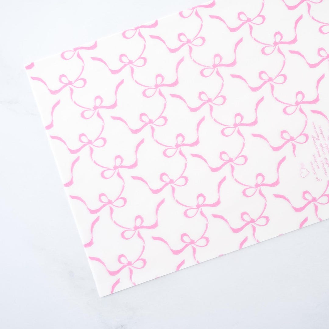 Pink Ribbon Bow Deli Paper | 25/50 Sheets | 21 Cm X 30 Cm | Food ...