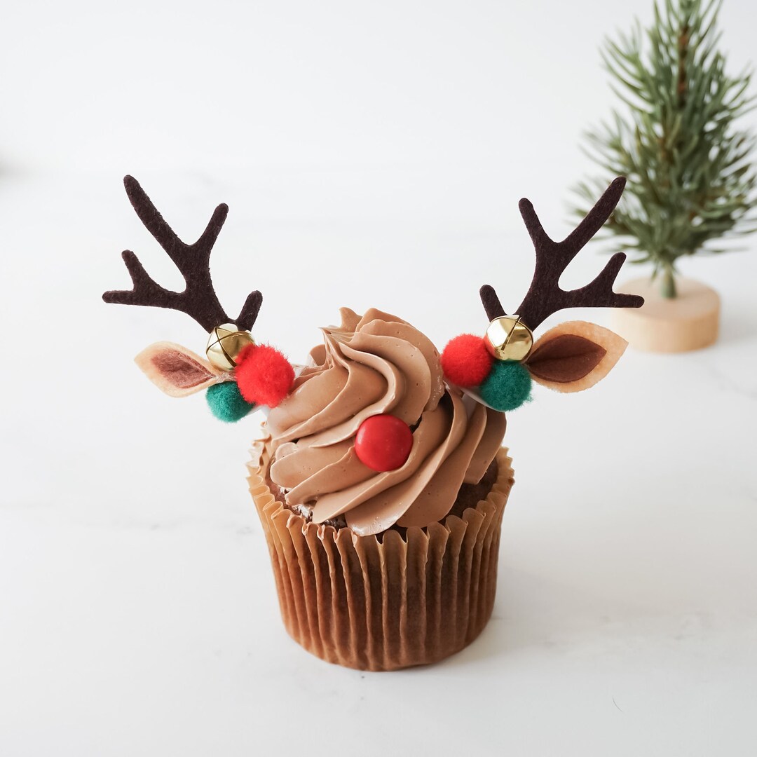 Reindeer Cake Toppers Set of 2 Christmas Cake Topper - Etsy