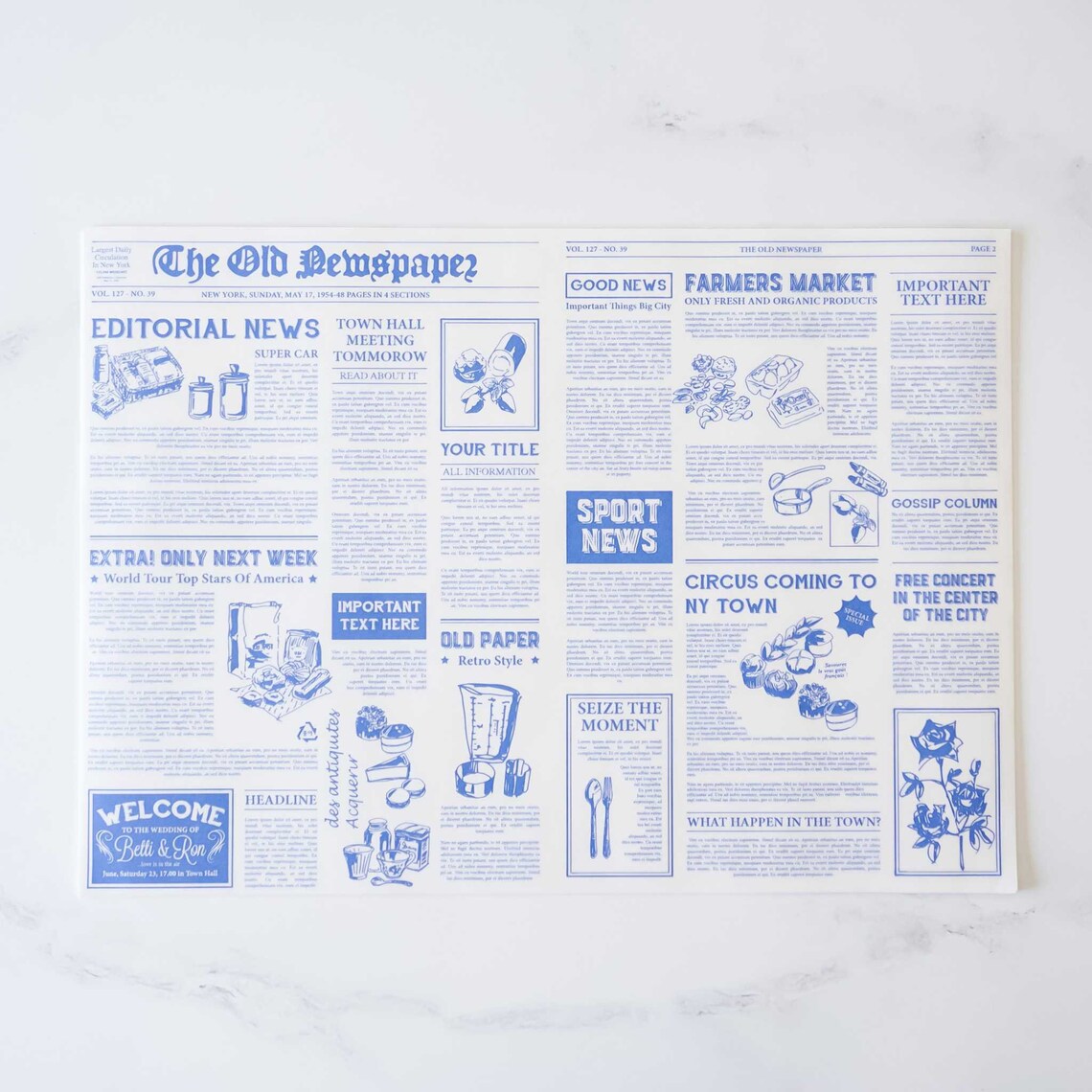 Newspaper Print Deli Paper | 25/50 Sheets | 35 Cm X 25 Cm Coated Deli ...