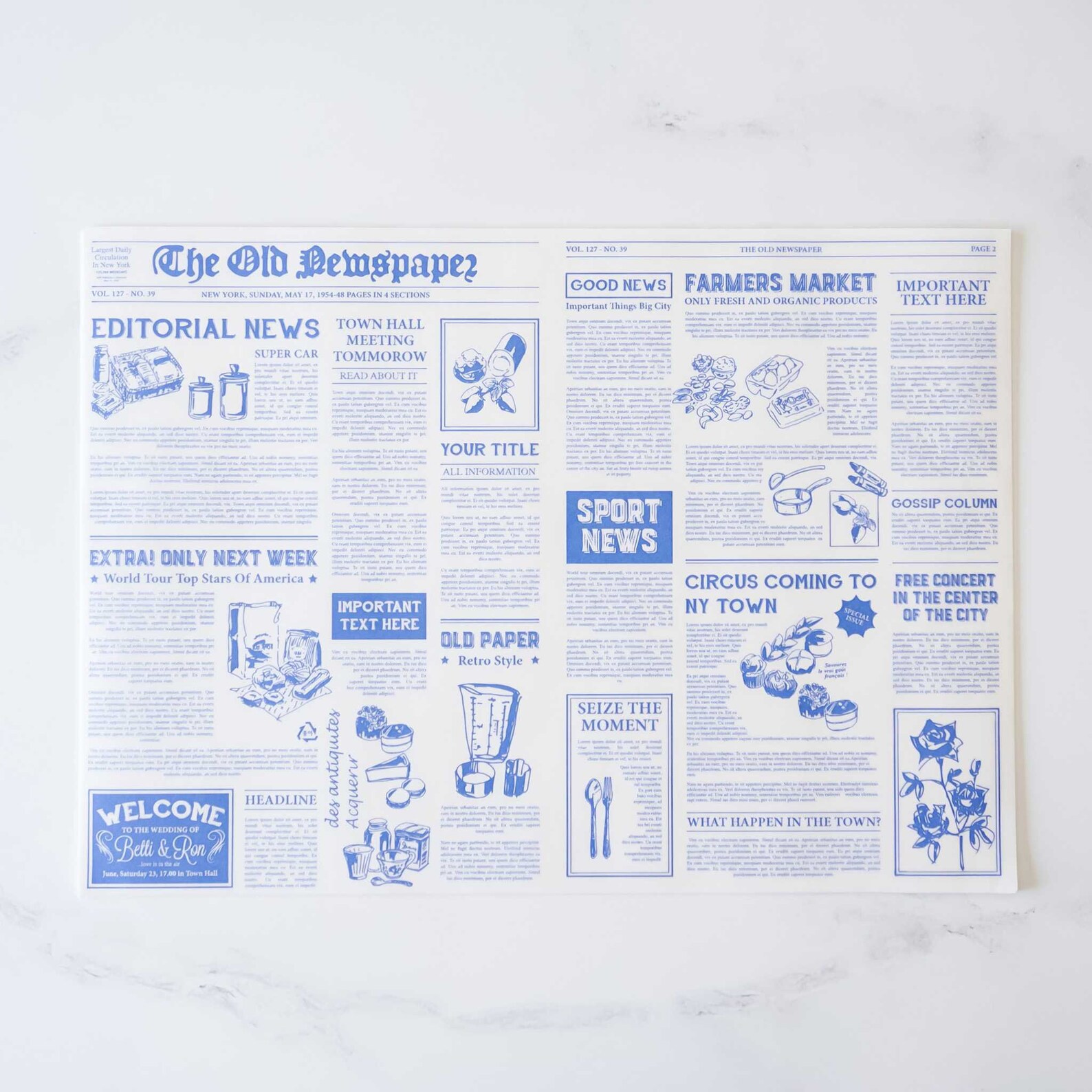 Newspaper Print Deli Paper | 25/50 Sheets | 35 Cm X 25 Cm Coated Deli ...