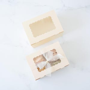 Ivory Cookie Box With Window - 2 Sizes | Pack of 5 | Macaron Boxes ...