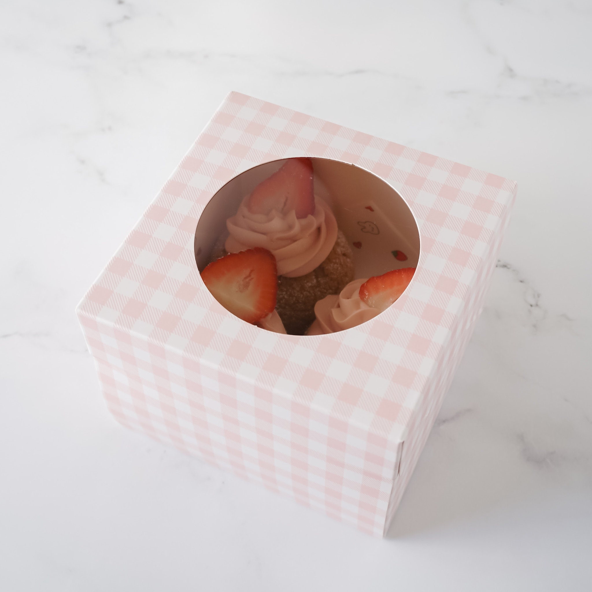 Pink Gingham Cookie Box With Window Pack of 5 Cookie Boxes Pastry Boxes ...