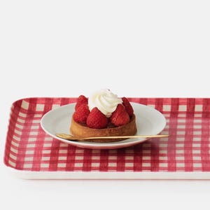 Red Gingham Check Linen Coated Tray | Fog Linen Work | Serving Tray ...