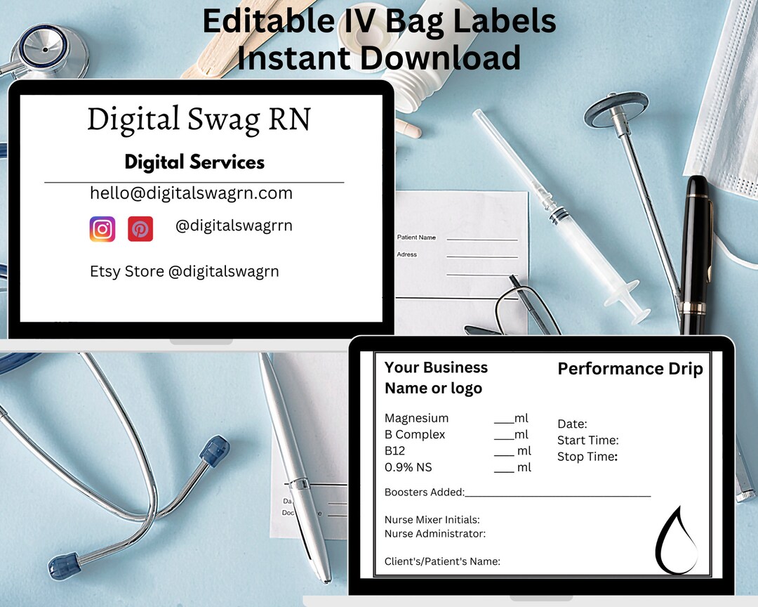 Editable IV Bag Labels, Printable IV Bag Labels, Editable Canva Labels ...