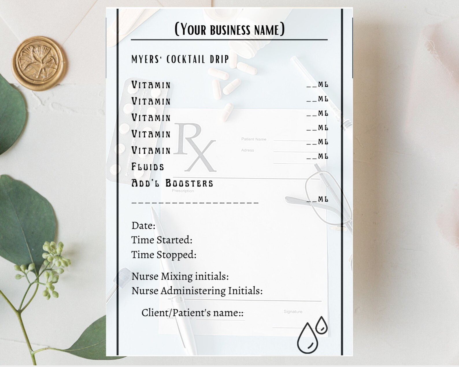 Editable IV Bag Labels: Hydration Therapy Template (canva, PDF) - Etsy