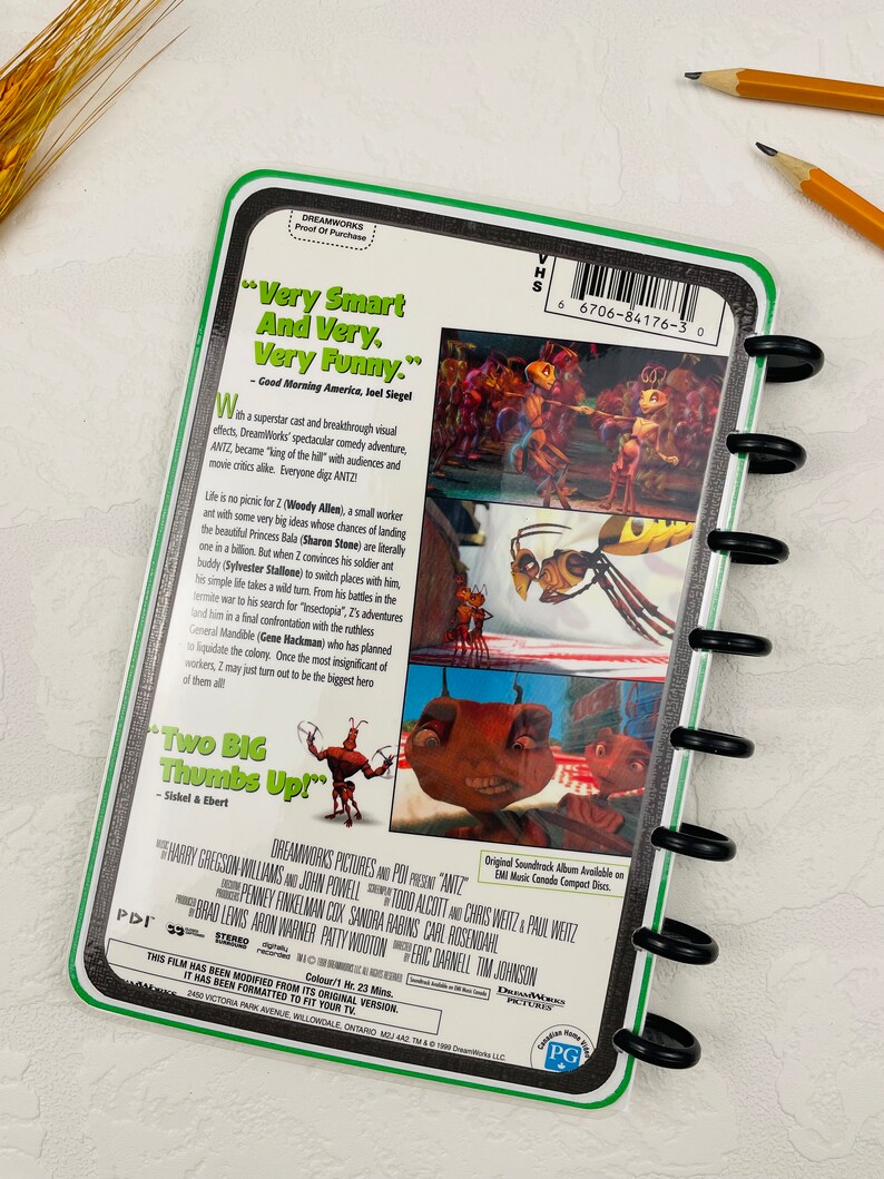 Recycled/upcycled Antz VHS Notebook or Journal, Discbound, Reusable ...
