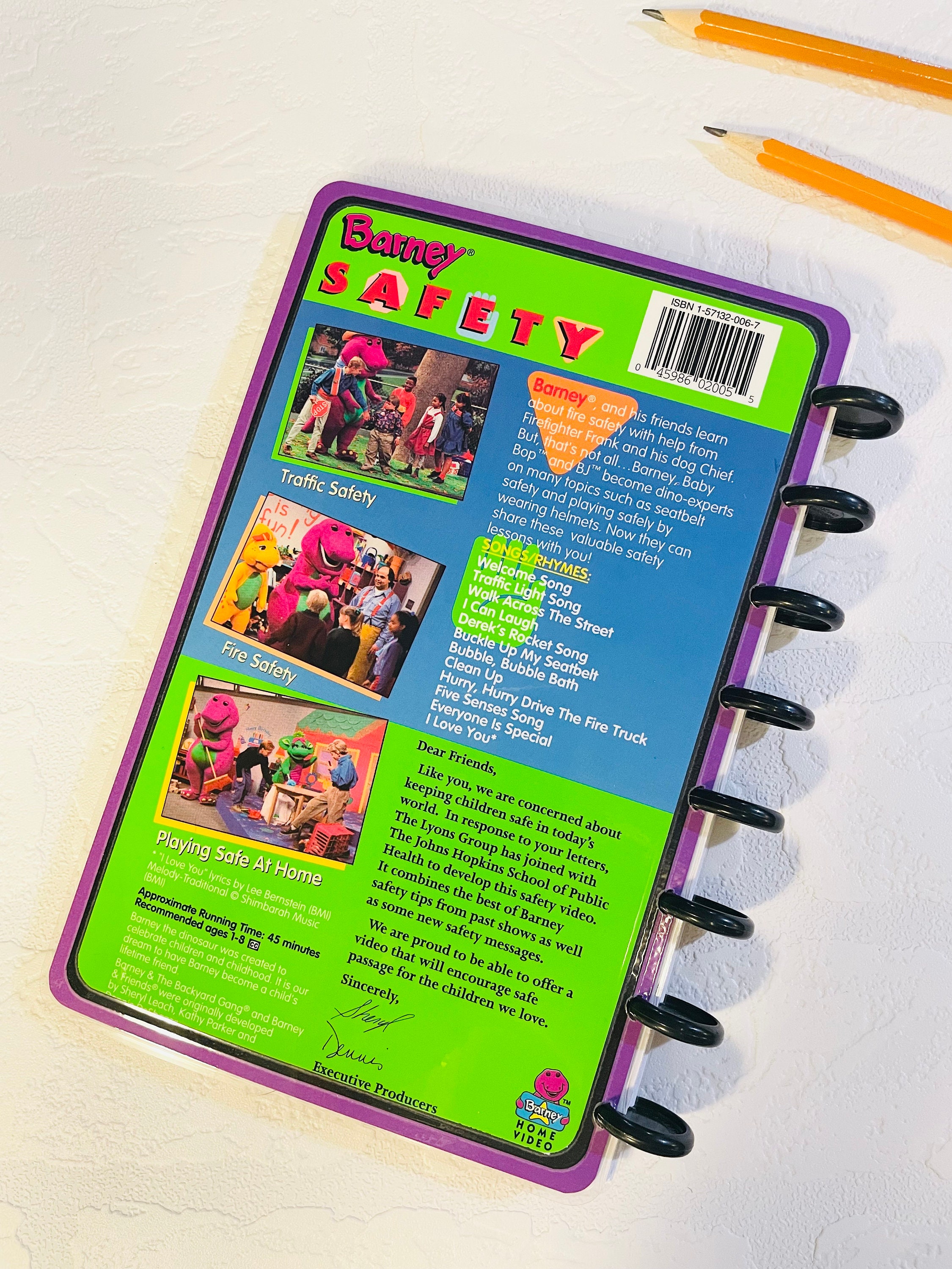 Recycled/upcycled Barney VHS Notebook or Journal Discbound - Etsy