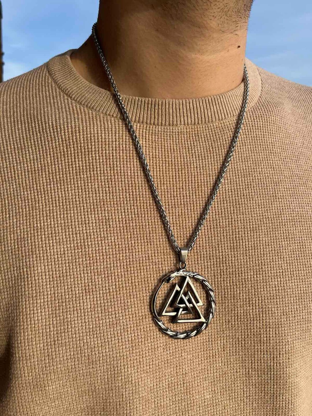 Viking Necklace, Nordic Mens Silver Vegvisir Necklace,vicking Pendand ...