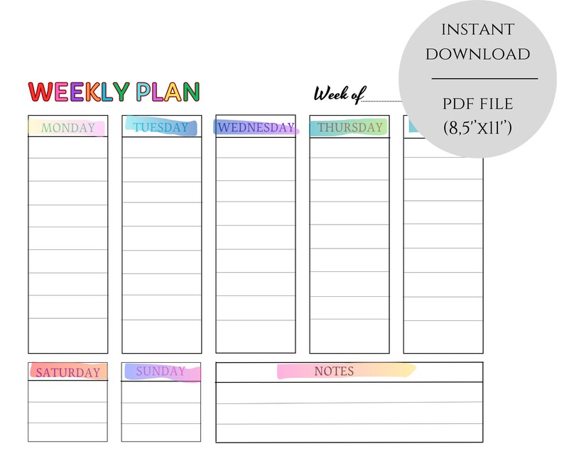 Printable Weekly Schedule for Kids, Homeschool Planner (PDF) - Etsy