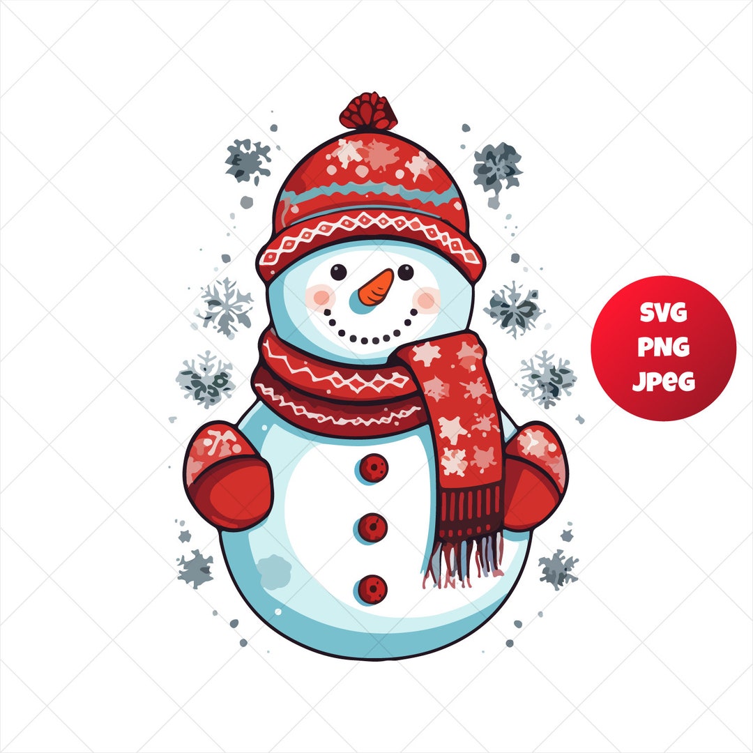 Adorable Snowman in Sweater Clip Art SVG, Holidays Svg, Digital ...
