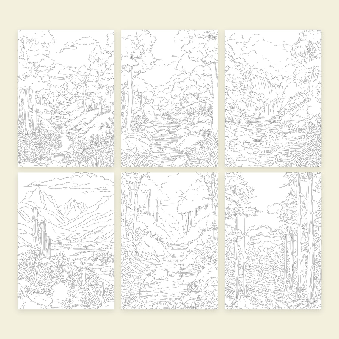 Calming Scenery Coloring Pages for Adults Printable Coloring - Etsy
