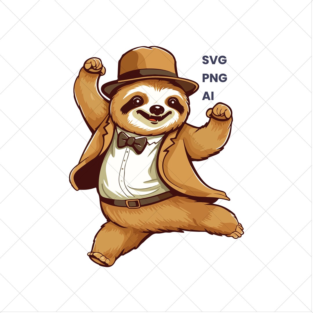 Dancing Sloth Clip Art SVG, Commercial Use, Animal Svg, Digital ...
