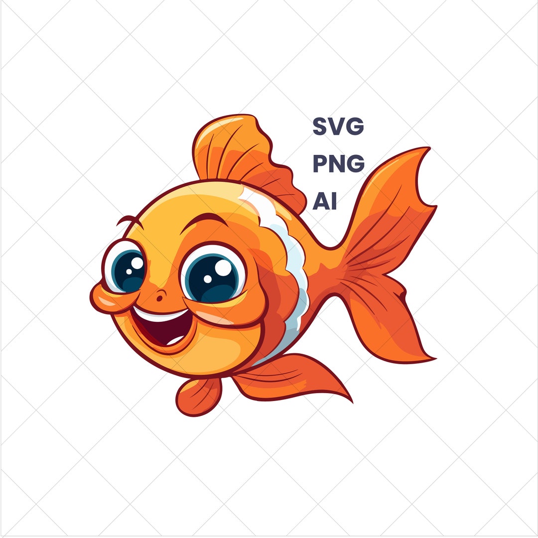 Cute Happy Fish Clip Art SVG, Commercial Use, Animal Svg, Digital ...