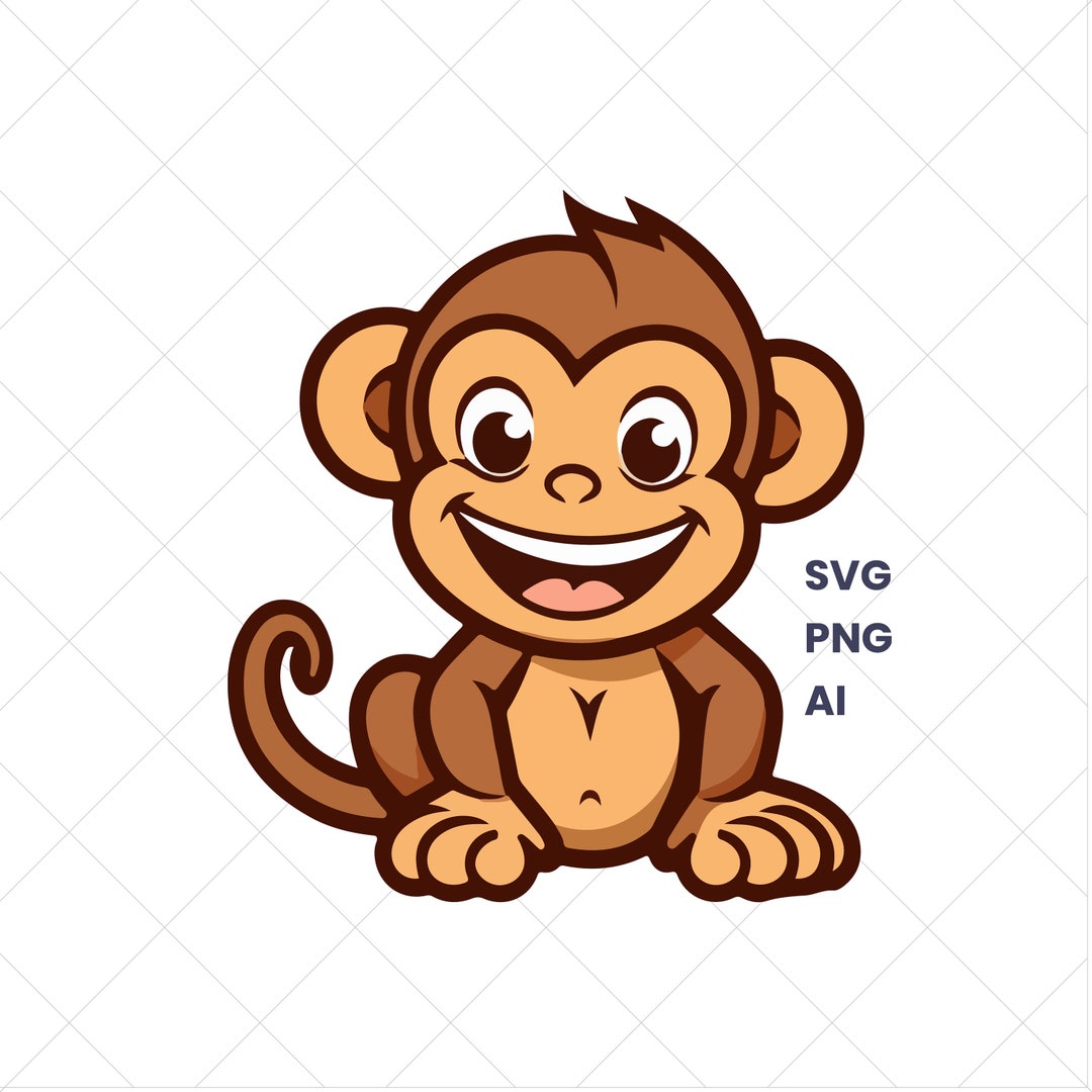 Monkey Clip Art SVG, Commercial Use, Animal Svg, Digital Download, Svg ...