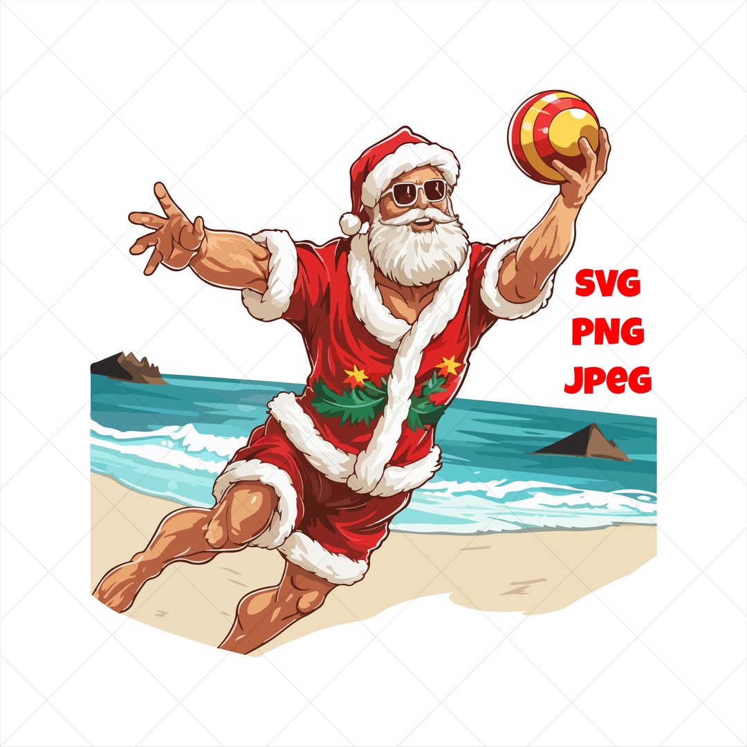 Santa Claus Playing Volleyball Clip Art SVG, Holidays Svg, Digital ...