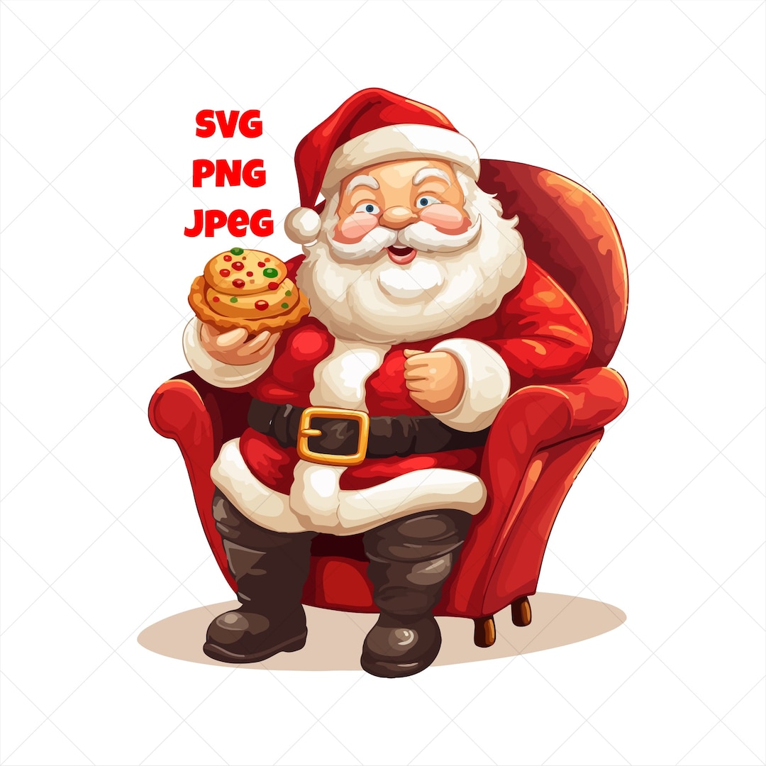 Santa Claus Eating Cookies Clip Art SVG, Holidays Svg, Digital Download ...
