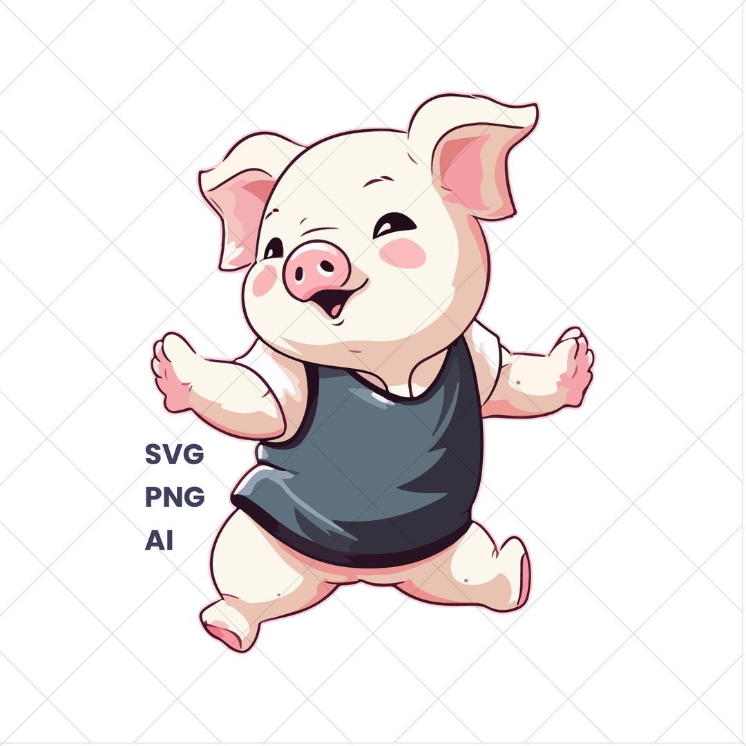 Cute Dancing Pig Clip Art SVG, Commercial Use, Animal Svg, Digital ...