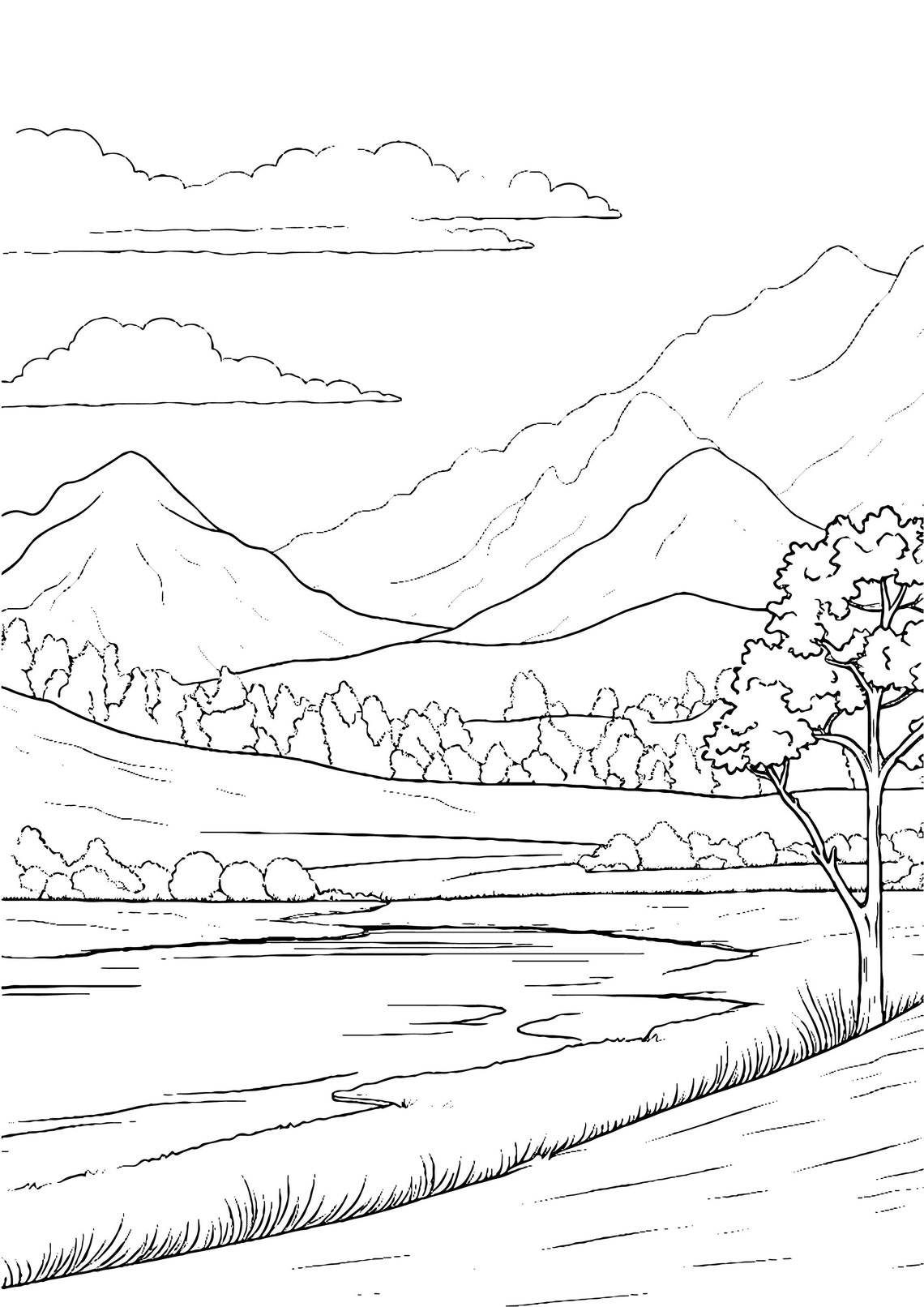 Calming Scenery Coloring Pages for Adults Printable Coloring - Etsy