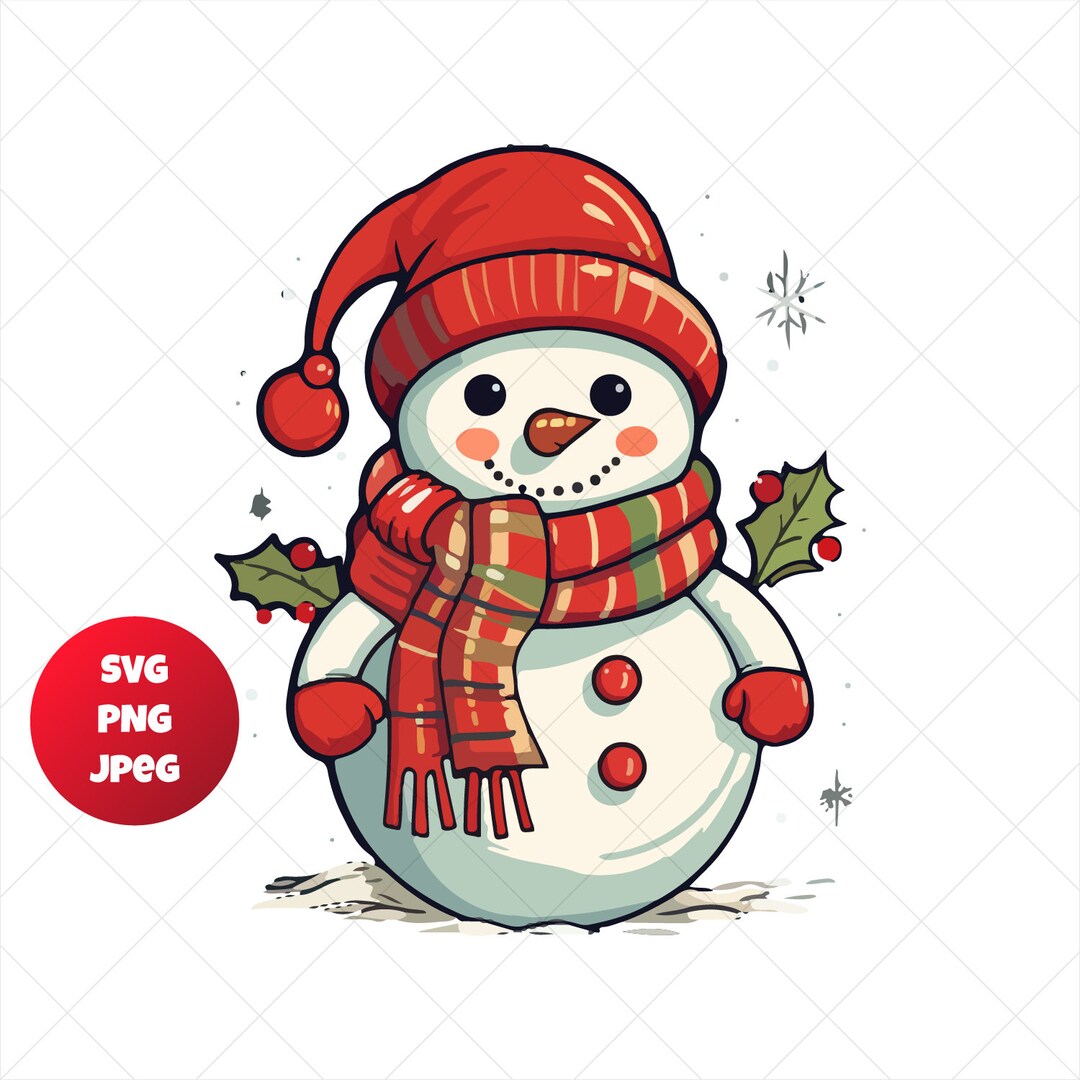 Adorable Snowman in Sweater Clip Art SVG, Holidays Svg, Digital ...