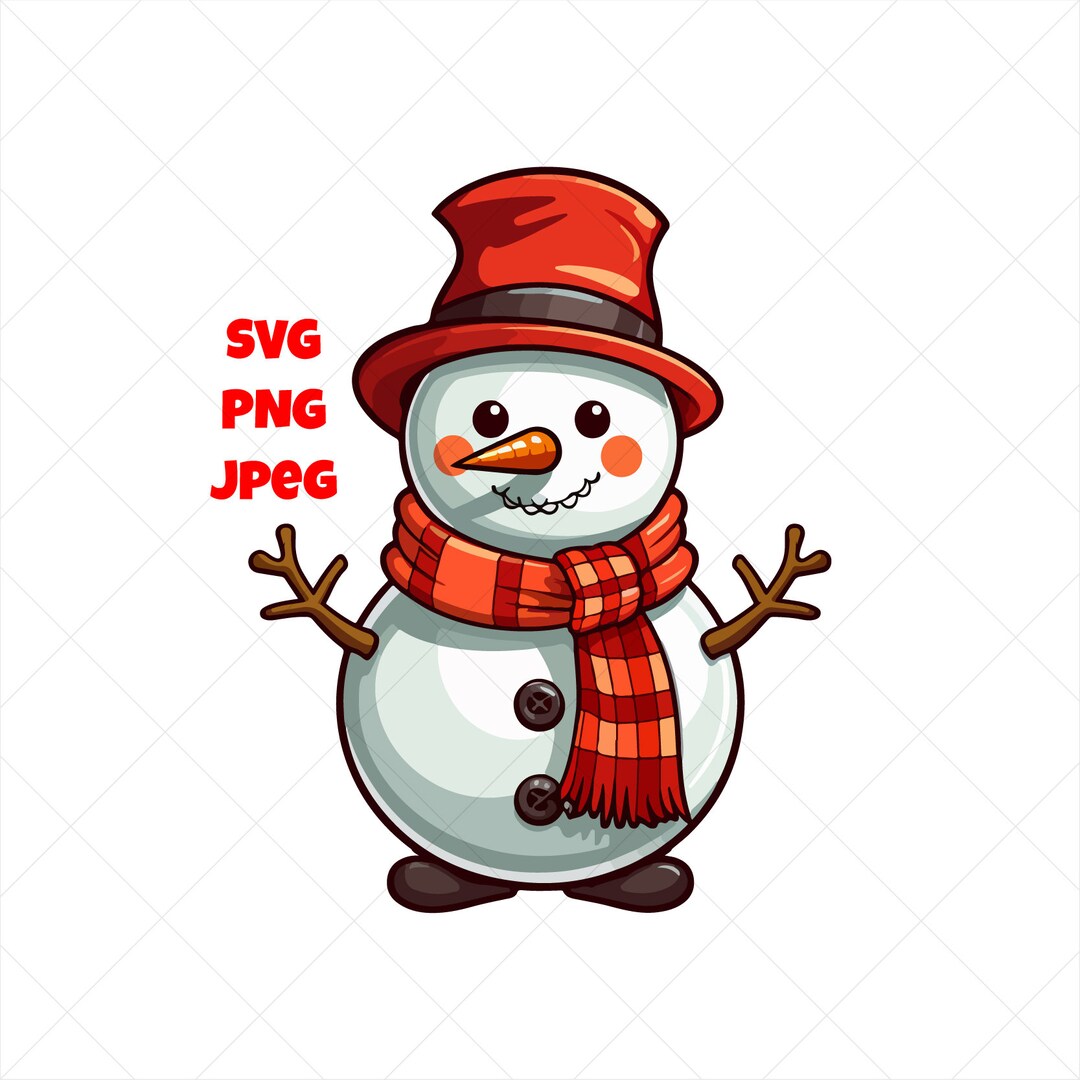 Snowman Clip Art SVG, Holidays Svg, Digital Download, Cutesy Snowman ...