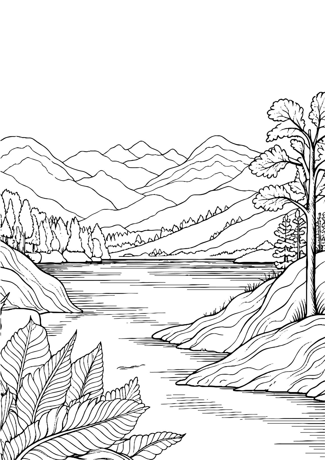 Calming Scenery Coloring Pages for Adults Printable Coloring - Etsy